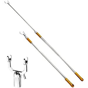 Extended Long Reach Stick Pole with Hook 63" Telescopic Garment Reaching Stick Adjustable Reaching Pole for Ceiling, Garment Blind Window