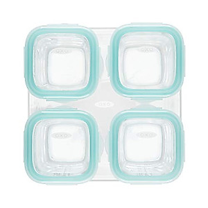 OXO Tot Glass Baby Blocks Food Storage Containers, Teal, 4 oz