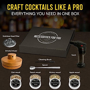 Cocktail Smoker Kit with Torch and 4 Wood Chips, Drink Smoker Infuser Kit | Whiskey Smoker Kit - Bourbon, Old Fashioned Smoker Kit to Infuse Alcoholic Beverages, Cheese, Salads, Meats, Whiskey Gift