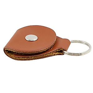 JAZ Guitar Picks Holder Case - Leather Keychain Plectrum Key Fob Cases Bag - 2 Pack (Black and Brown)