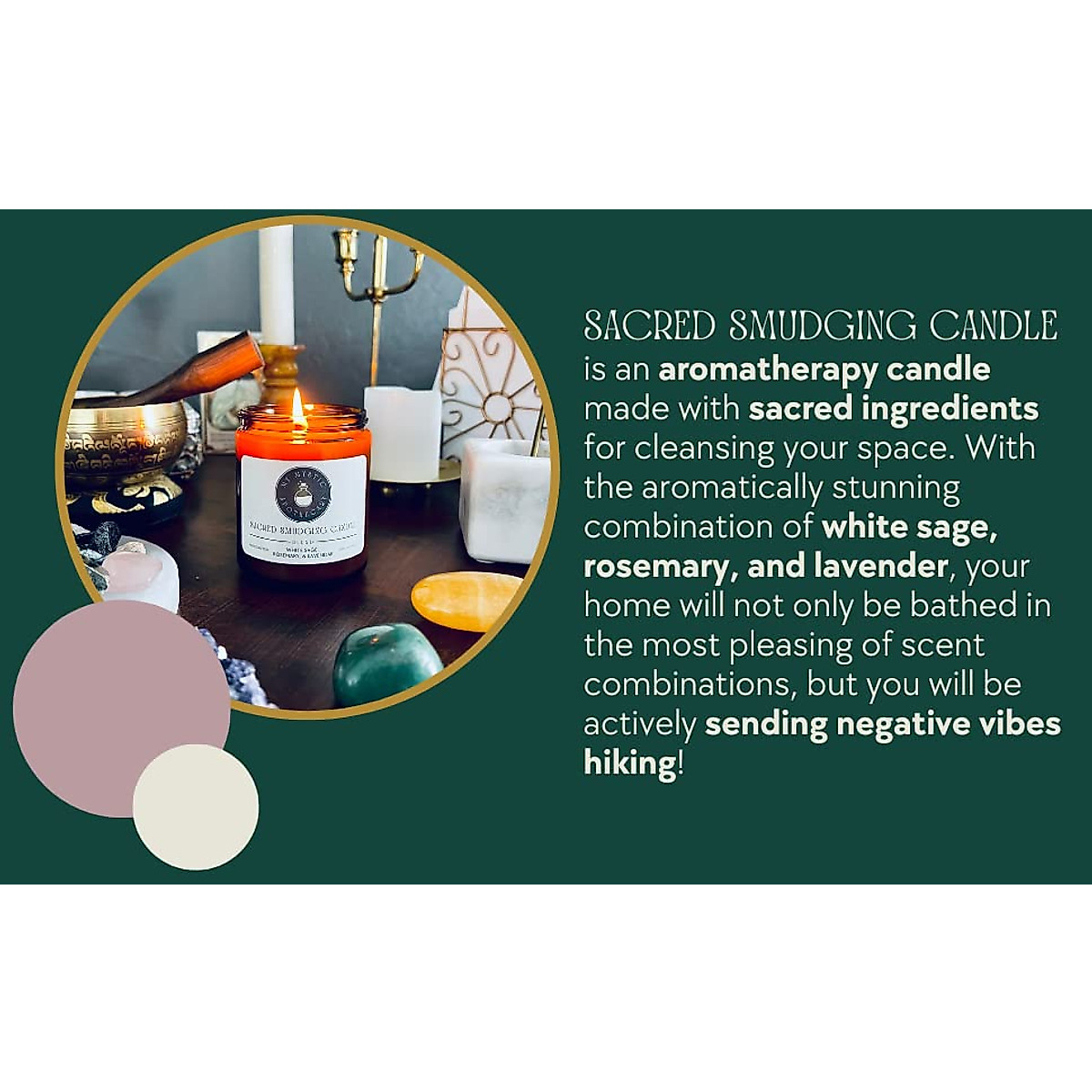 My Mystic Apothecary Sacred Smudging Candle - Candle Made with White Sage, Rosemary, and Lavender for Cleansing | Cotton Wick | 100% Soy Wax | 40 Hour Burn time | 7.75 Oz White Sage Candle