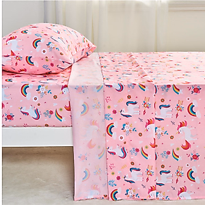 Joiedomi Kids Twin Sheet Set Unicorn - 3 Piece Soft Microfiber Bed Sheets - Deep Pocket Wrinkle Free - Cozy Toddler Bedding Set - Fade Resistant Breathable for Boys Girls Teens