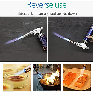 Butane Torch Kitchen Blow Lighter - Culinary Torches Chef Cooking Professional Adjustable Flame with Reverse Use for Creme, Brulee, BBQ, Baking, Jewelry by FunOwlet (Butane Fuel Not Included)
