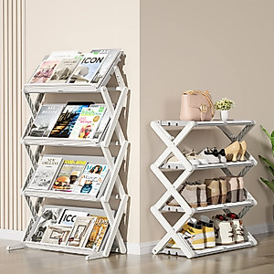 HAIXIN Shoe Rack for Closet, 4-Tier Shoe Shelf Space Saving, 8-12 Pairs Shoe and Boot Organizer, Multifunctional Storage Rack for Entryway, Door, Garage, Bedroom, Grey