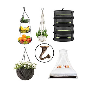 OBSTKUCHEN 4 Sets Swag Ceiling Hooks Heavy Duty Swag Hook with Hardware for Hanging Plants Ceiling Installation Cavity Wall Fixing (4, Antique Brass)