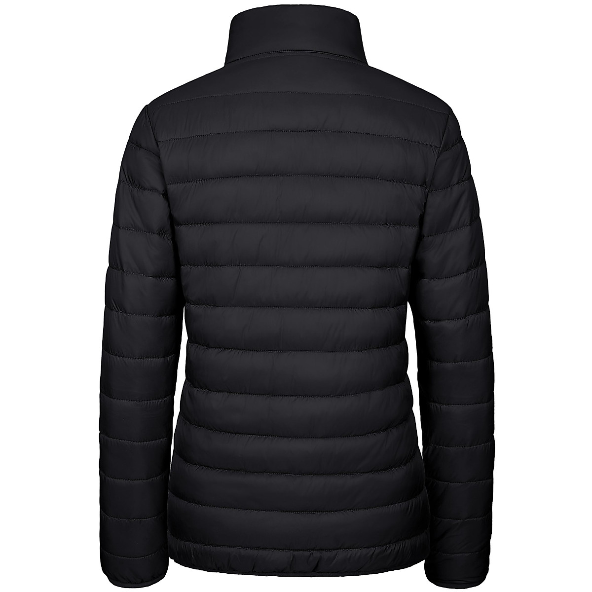 MAGCOMSEN Womens Black Jackets Ultra-light Puffer Quilted Winter 4 Pockets Long Sleeve Full-zip Padded Coat, Black XXL