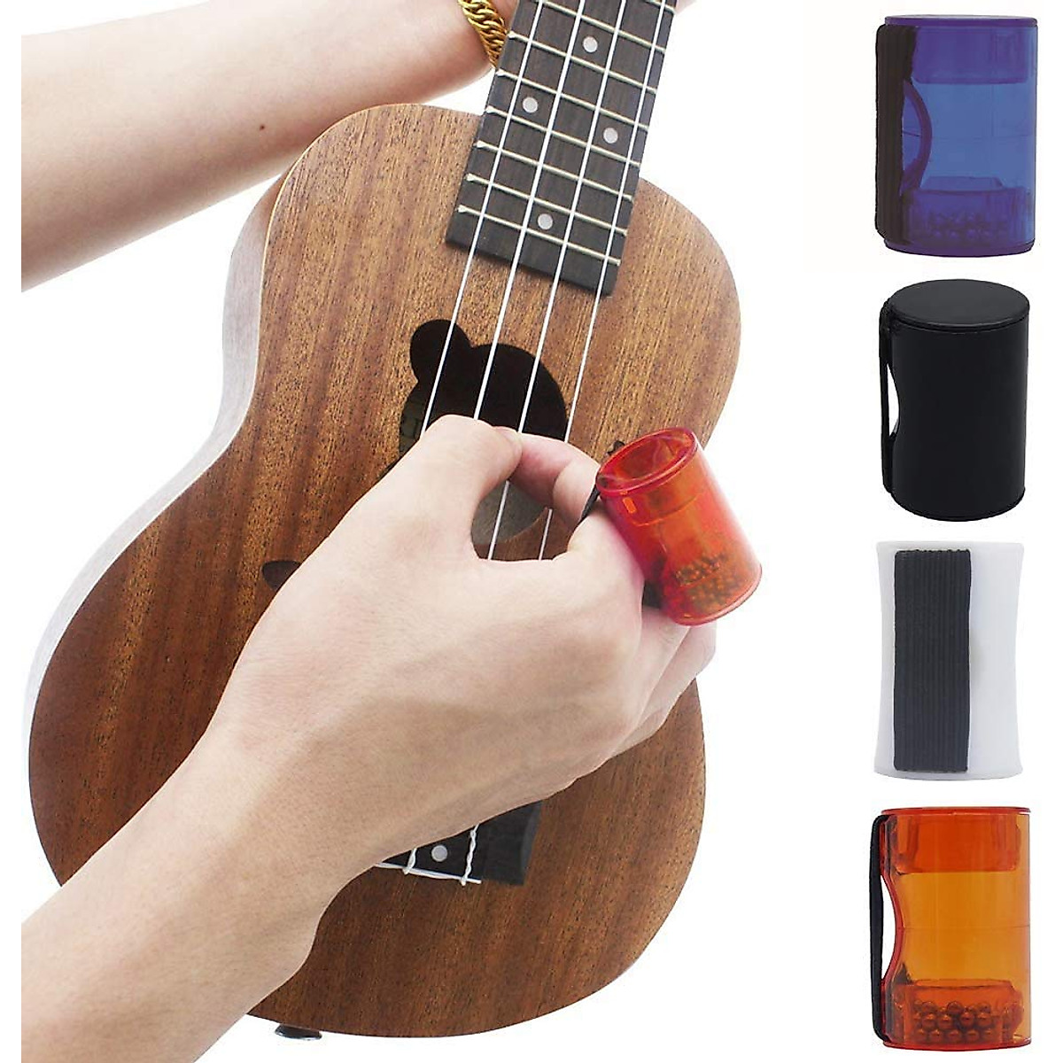 2Pcs Guitar Ukulele Sand Shaker Hammer Rhythm Ring Fun Finger Bell Mandolin Banjo Fluorescent Green ABS Handbells Drum Tap Keyboard Percussion Instrument (Random Color)