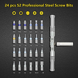 KBCSUN 24pcs Ratcheting Screwdriver Set, Multi Bit Magnetic Screwdriver Set, Mini Repair Tool Kit with Detachable T Ratchet Handle for Eyeglasses PC Electronics