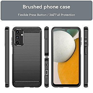 KOARWVC Phone Case for Samsung A15 Case, Galaxy A15 case with HD Screen Protectors, Carbon Fiber Shockproof Rugged Shield Soft TPU Back Cover Cases for Samsung Galaxy A15 (Black)