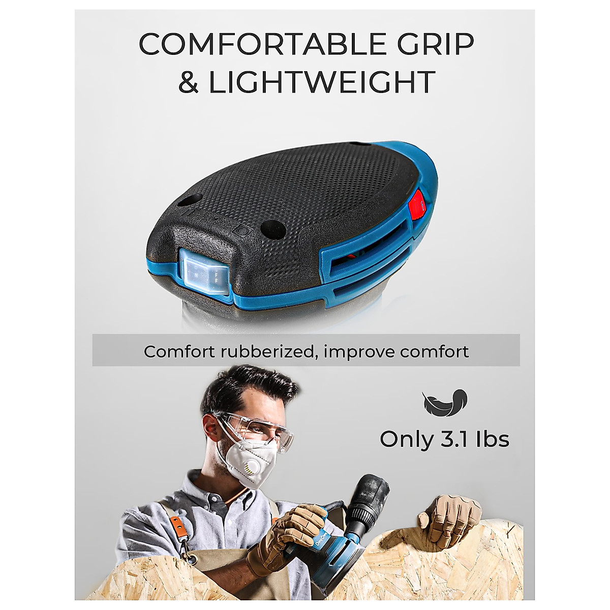 Dong Cheng 5-Inch Random Orbital Sander 380W 12800OPM Electric Palm Sander, 6 Variable Speeds, with 20pcs Sandpaper & Detachable Dust Bag, Power Sander for Woodworking, Sanding & Polishing