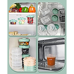 SUPERMAMA Stackable Baby Food Containers 12 Set(2/4/7oz), Baby Food Storage Containers with Airtight Lids, Baby Food Jars Freezer Safe, Easy to Store & Keep Fresh, Microwave Safe, BPA Free, Green