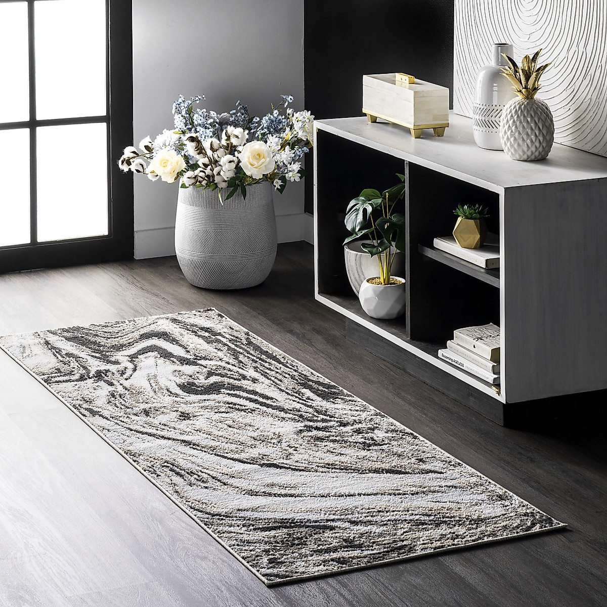 nuLOOM Drea Marble Abstract Area Rug, 4x6, Grey