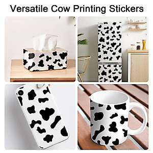 300 Pcs Cow Print Stickers Black Vinyl Cow Print Wall Decals,Peel and Stick Modern Cow Spot Stickers,for Nursery Classroom Farmhouse Wall Furniture Mugs Decal