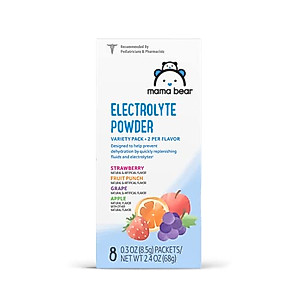 Amazon Brand - Mama Bear Electrolyte Powder Packets 0.3oz, Assorted Flavors, 8 Count