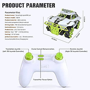 VillaCool 4WD Remote Control Car High Speed Drift Stunt RC Vehicle with Speed Dual Mode Switch & Fast Movement Left and Right & All Terrains Off Road, Best Gift for Boys