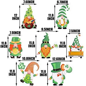 St. Patrick's Day Yard Sign Decorations Set, 7 Pcs Green Leprechaun Gnomes Irish Shamrock Saint Lawn Garden Home Outdoor Yard Holiday Decor with Plastic Stakes
