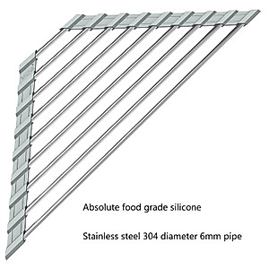 Multi-Function Roll-up Drying Rack Sink Sponge Holder in Sink Dish Drying Rack Corner Sink Strainer for Kitchen Sink Caddy Corner Sink Strainer Over The Sink Shelf (Dish Drying Rack Combination)
