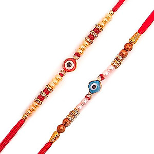Rakhi For Brother Set of 2 With Greeting Card, Beautiful Designer Raksha Bandhan Rakhi Gift Set For Brother Bhaiya Bhai Bro, Traditional Indian Style Rakshbandhan Rakhi Gifts For Brother