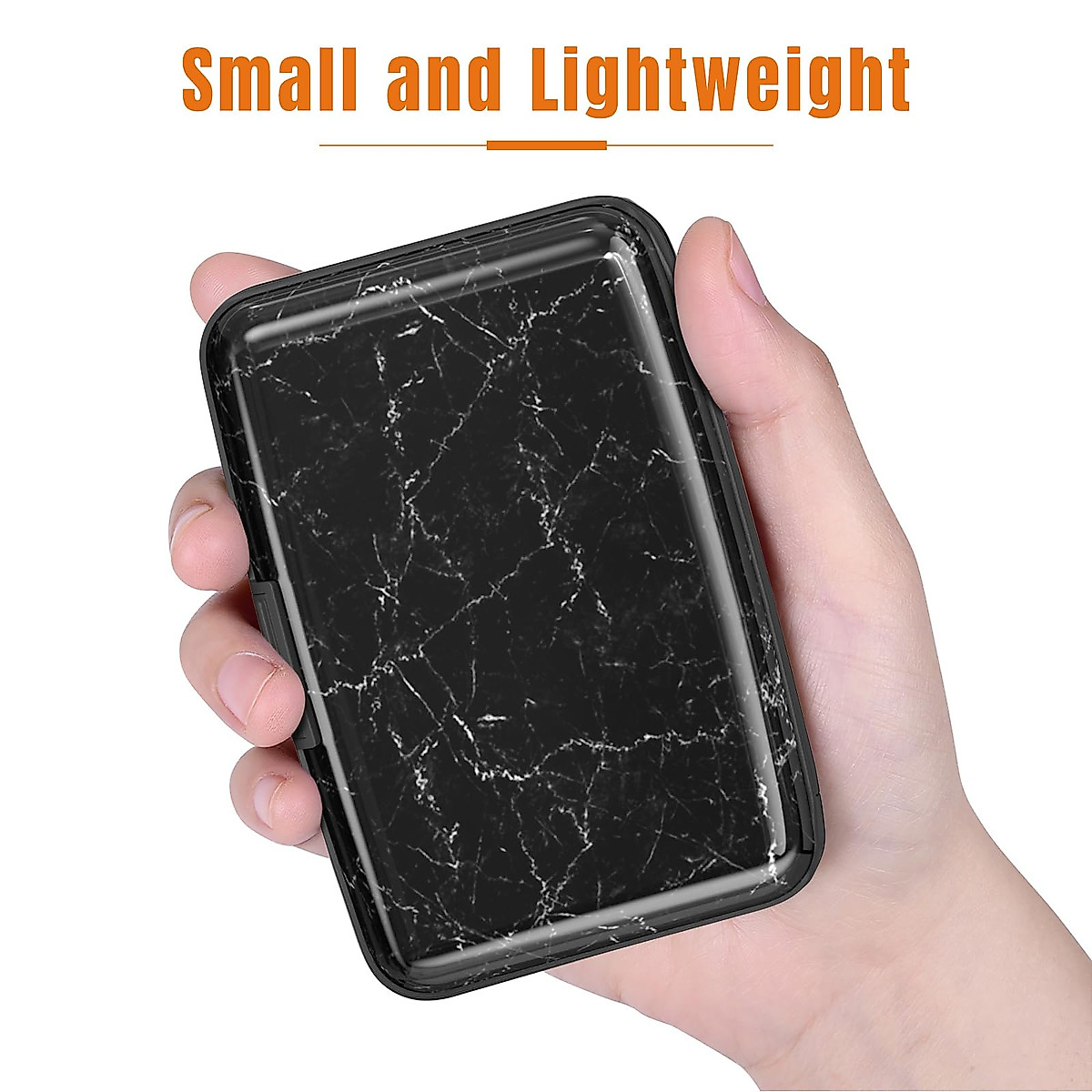 Rimilak Aluminuml Credit Card Holder, Mini Credit Card Wallet RFID Blocking Slim Metal Hard Case for Women Men, Black Mable