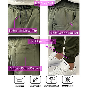 Southpole Men's Quick Dry Basic Nylon Jogger Pants, Lightweight, Water Resistant, Sand, Small