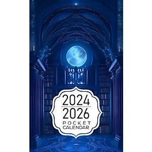 Pocket Calendar 2024-2026: Two-Year Monthly Planner for Purse , 36 Months from January 2024 to December 2026 | Mysterious library | Lofi | Anime