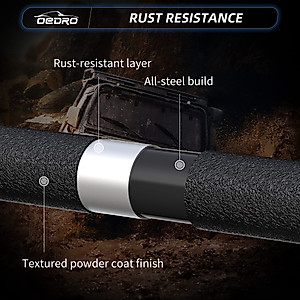 OEDRO Rear Bumper Compatible for 2007-2018 Jeep Wrangler JK Unlimited, Rock Crawler Bumper with Hitch Receiver & 2X LED Lights Off Road Textured Black