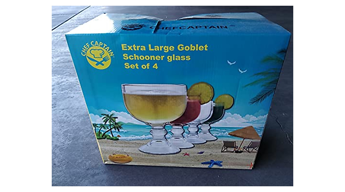 Chefcaptain 21.5 Oz Schooner Beer Glass - 4 Pack