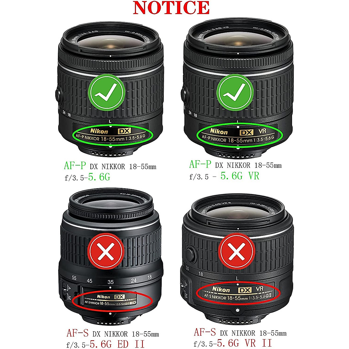 55mm Lens Cap Cover Compatible for Nikon D3500 D3400 D5600 D5500 D7500 for AF-P(Not for AF-S) DX Nikkor 18-55mm f/3.5-5.6G VR,AF-P DX Nikkor 18-55mm f/3.5-5.6G,HUIPUXIANG [2 Pack]