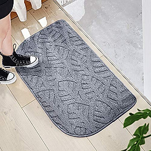 smabee Indoor Doormat Front Door Mat 17"x28", Keeps Your Floors Clean, Half Round Entrance Mat for Outdoors Toilet Patio Kitchen Bedroom (Gray)