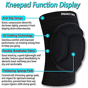 Shinestone Knee Protector, Protective Knee Pads, Thick Sponge Knee Pads Protector High Elastic Anti-Slip Collision Avoidance Knee Sleeves for Basketball and More Sports. (1 Pair) (08-knee pads,Large)
