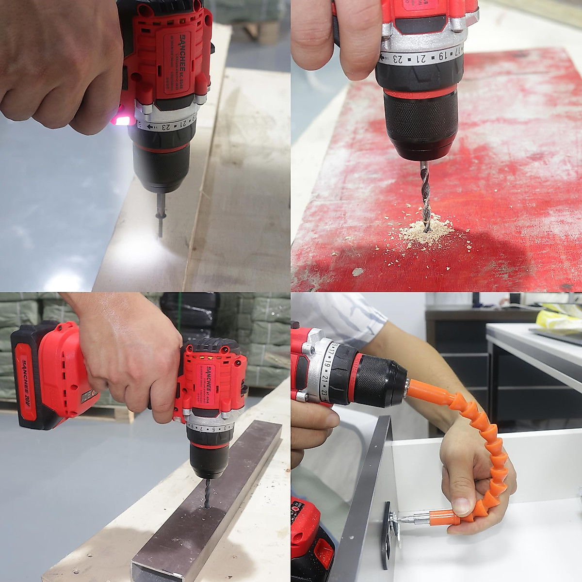 BANCHEE 20V Brushless Cordless Power Drill kit, 3/8 "keyless metal ratchet chuck, 23+1 Torque Settings with 2x1.5Ah Batteries and Charger, 2-Variable Speeds,27 Bit Set