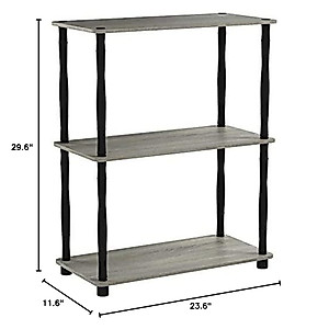 Furinno 18029GYW/BK Turn-N-Tube 3-Tier Compact Multipurpose Shelf Display Rack, Classic, French Oak Grey/Black, 3-Tier Classic Tubes