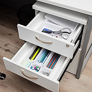 Mind Reader 8 Piece Interlocking Multi Purpose Storage bin Organizers, White