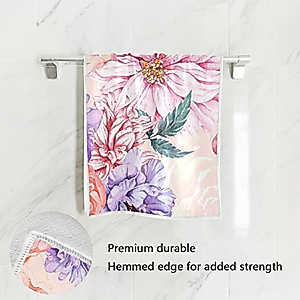 ALAZA Spring Pink Rose Purple Flower Hand Towels Bathroom Towel Highly Absorbent Soft Small Bath Towel Decorative Guest Breathable Fingertip Towel for Face Gym Spa 30 X 15 Inch