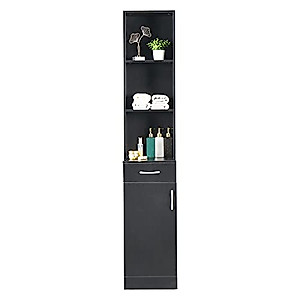 Black Skinny Storage Cabinet Tall Skinny Cabinet,Wall Cabinet Skinny Cabinet Narrow Kitchen Cabinet Tall Skinny Storage Cabinet Skinny Bathroom Cabinet Tall Narrow Bathroom Kitchen Living Room Storage