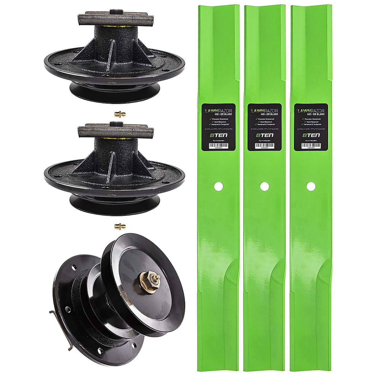 8TEN Center Spindle Medium Lift Blade Kit for Toro 62 inch Deck Z Master Z253 Z255 Side Discharge Mower 99-4640