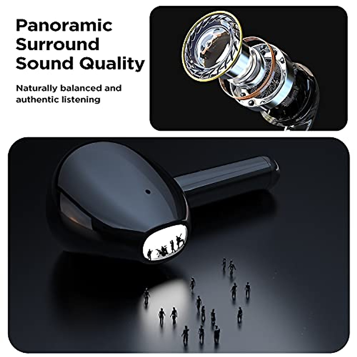 Wireless Earbuds Bluetooth 5.1, Mixcder X1 in-Ear Headphones with Microphone for Phone Calls, Stereo Sound and Low Latency Earphones for Running Sports, Black