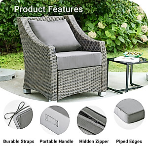 IPYNBAP Outdoor Cushions for Patio Furniture，Outdoor Seat Cushion Set 24 x 24 x 5.75 Inch，Waterproof & Fade Resistant Outdoor Chair Cushions，Deep Patio Chair Cushion with Removable Cover，Dark Grey