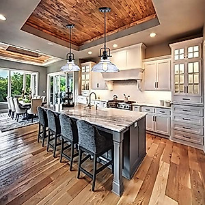 Zlepmlla Black Industrial Pendant Light Farmhouse 1-Light with Adjustable Cord, Clear Bubble Glass Shade,Rectangle Cute Hanging Lights for Hallway, Kitchen Island, Dinning Room