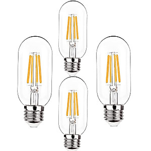MMBGJKG Dimmable T45 LED Edison Bulb,2700K Warm White,5W Antique Tubular LED Filament Bulbs,60 Watt Equivalent E26 Base,Pack of 4