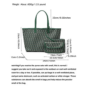 Women's Puffer Tote Handbags Purse Sets for Women Large Leather Clutch Dupes Hobo Shoulder Bag for Travel Beach 3pcs (Green)