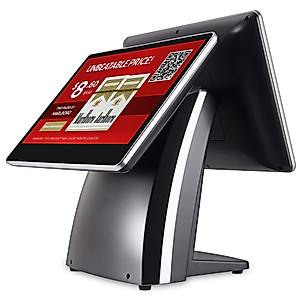 All-in-One SmartPOS-129 Professional Cash Register for Small Business, POS Bundle Includes: Cashier Touch Screen Monitor, Customer-Facing Display, Cash Drawer, Scanner, Printer