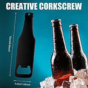 16 Pieces Stainless Steel Bottle Opener Bottle Shaped Can Openers Black Beer Opener Flat Handle Beer Bottle Opener for Home Kitchen Bar Restaurant Party Tools Supplies