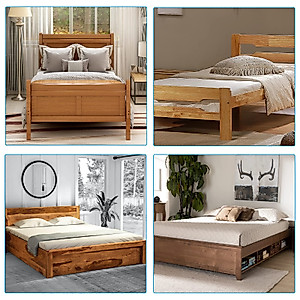 Biaungdo 2 Sets Bed Frame Bed Post Double Hook Slot Bracket, Metal 4.2" x 3.4" x 0.08" Heavy Duty Bed Rail Hooks Plates Bed Accessories for Wooden Bed Frame with Screws (Black)