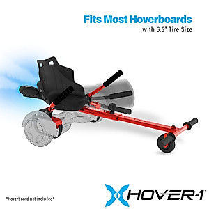 Hover-1 Falcon-1 Buggy Hoverboard Attachment Turbo LED Lights, Compatible with Most 6.5" & 8" Hoverboards, Hand-Operated Rear Wheel Control, Adjustable Frame, Easy to Install Hoverboard Go Kart