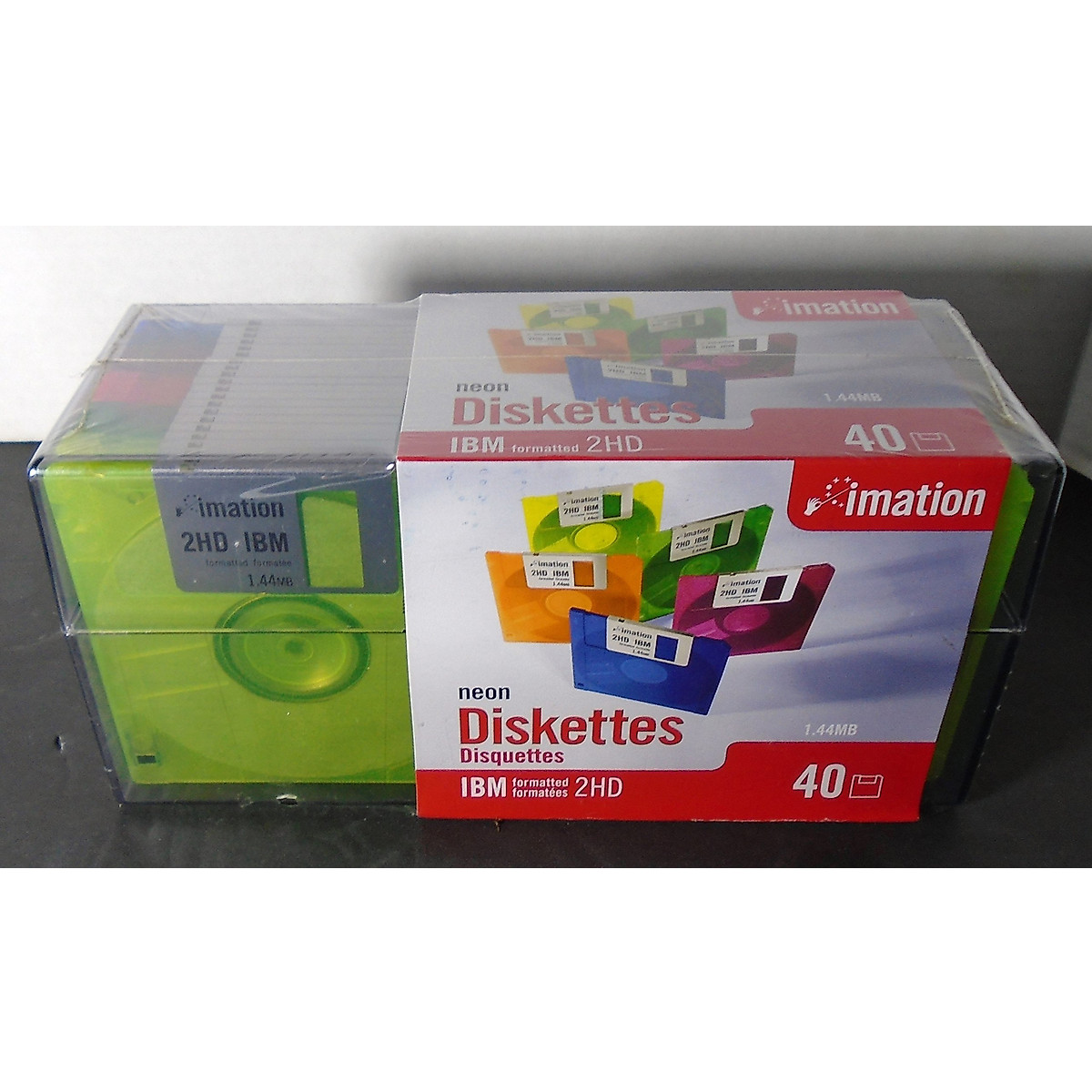 imation® 3.5 Diskettes, Neon, 40PK, 2HD, 1.44MB