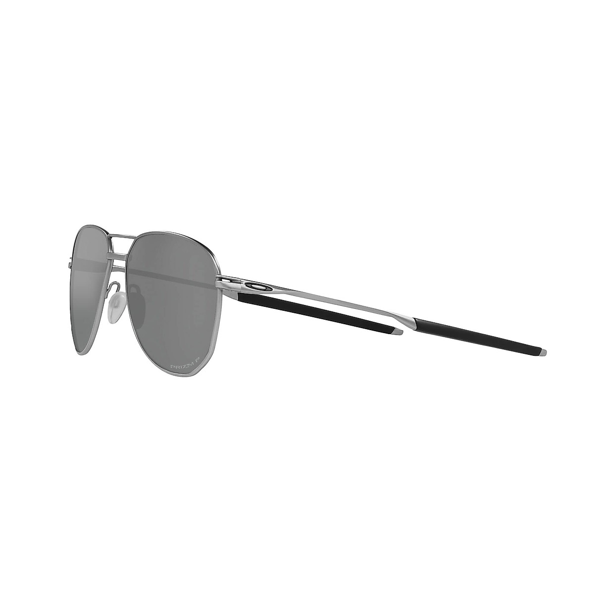 Oakley Men's OO6050 Contrail TI Aviator Sunglasses, Satin Chrome/Prizm Black Polarized, 57 mm