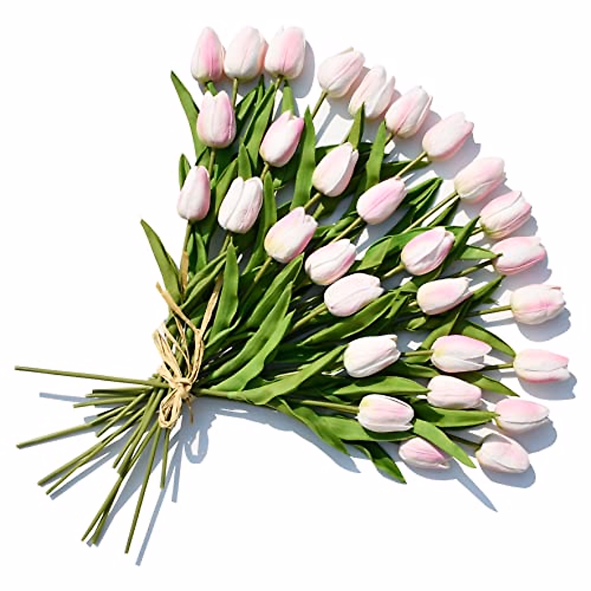 ONLY ART 30pcs Peach Artificial Tulip Flowers with Soft Latex Materials for Mother's Day Home & Kitchen Decoration