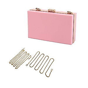 L-COOL Cute Acrylic Shoulder Bag Crossbody Bag Evening Clutch Purse Handbag With 2 Gold Chain For Women (Pink)
