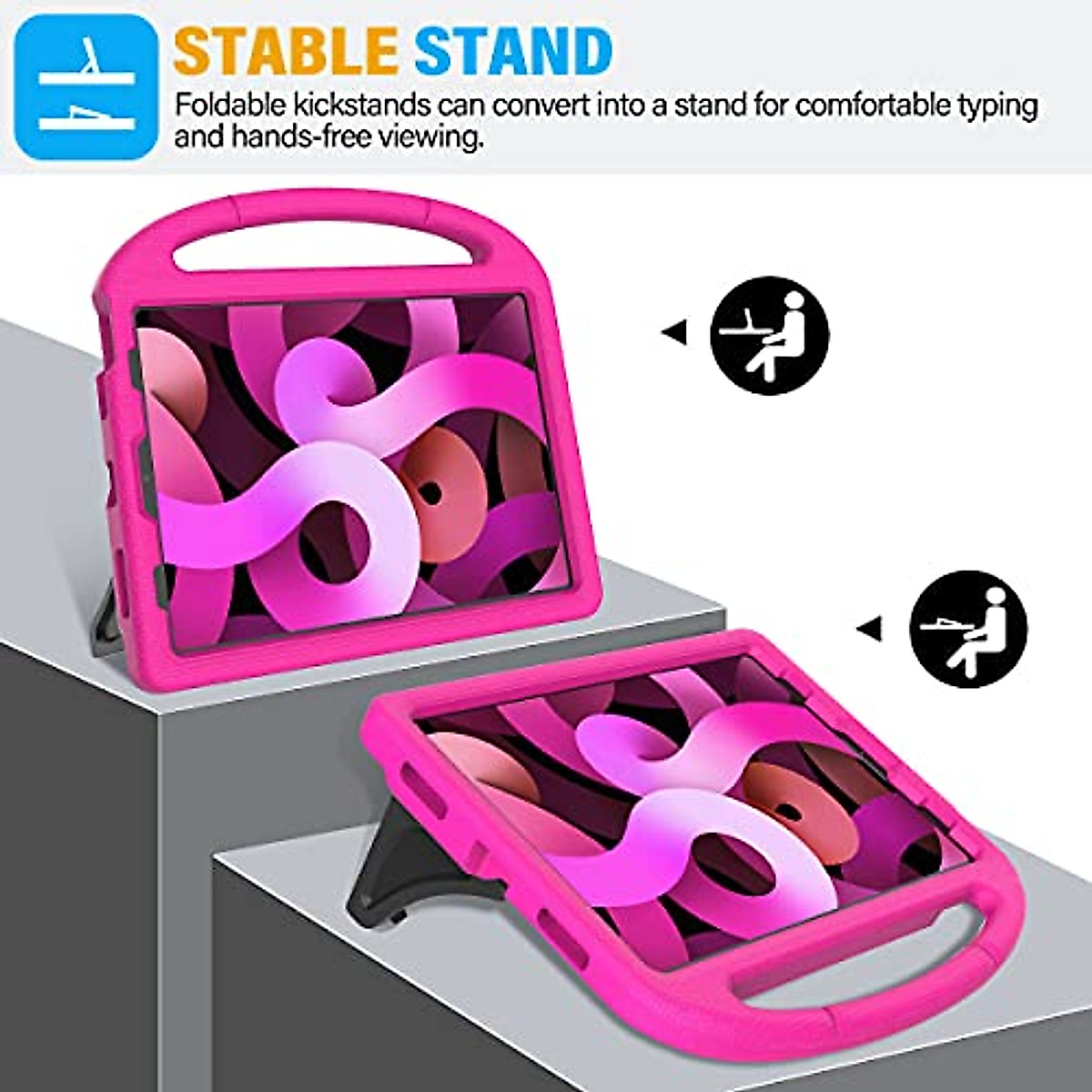 SUPLIK Kids Case for iPad Air 5th/4th Generation (10.9 inch,2022/2020), iPad Pro 11 Case with Screen Protector, iPad Air 5 Protective Case with Handle Stand for Apple iPad Air Gen 4/5, Pink